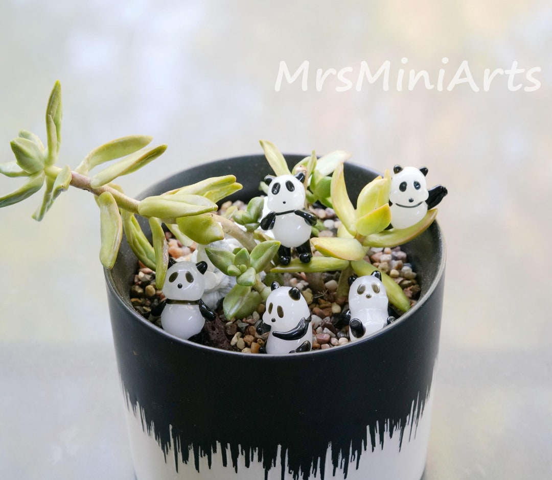 Unique Set of 5 Handmade Glass Panda/glass Panda Figurines/glass ...