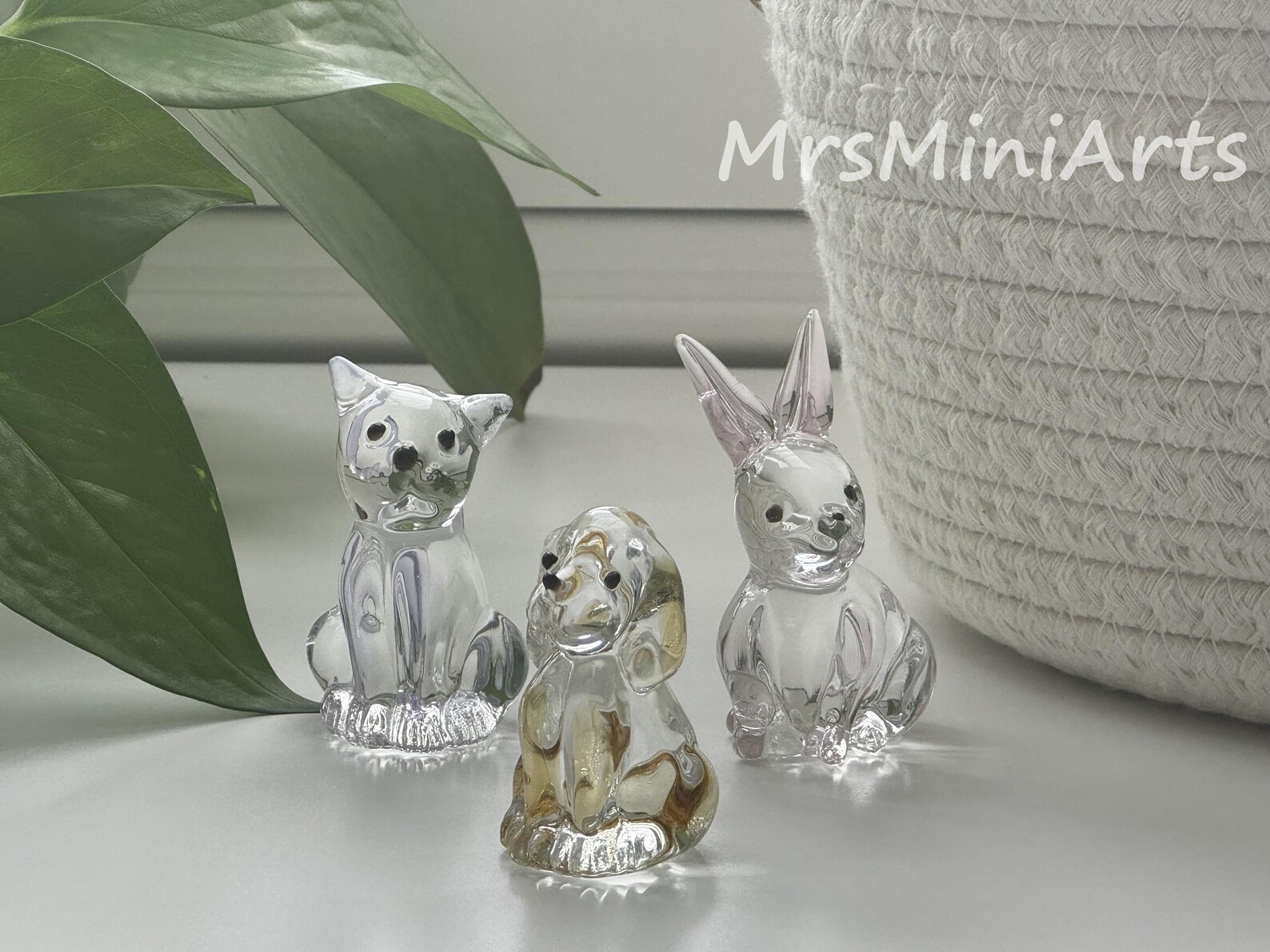 Unique Handcrafted Glass Animals /shiny Dog,cat,rabbit/glass Figurines ...