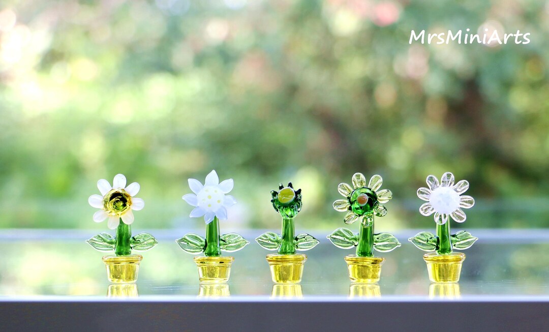 Handmade Glass Sunflower Figurine: Miniature Flower Decor - Etsy