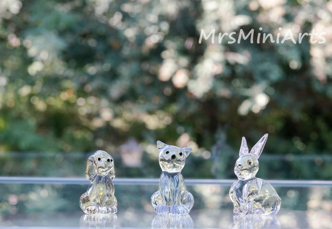 Unique Handcrafted Glass Animals /shiny Dog,cat,rabbit/glass Figurines ...