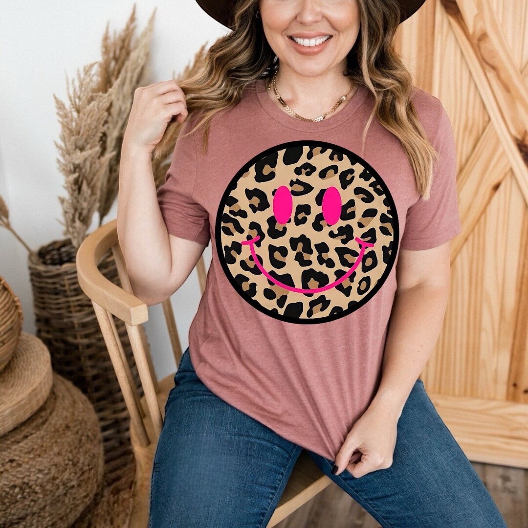 Smiley Face Print, Png, Girly, Sublimation, Dtf, Cheetah, Smile Face ...