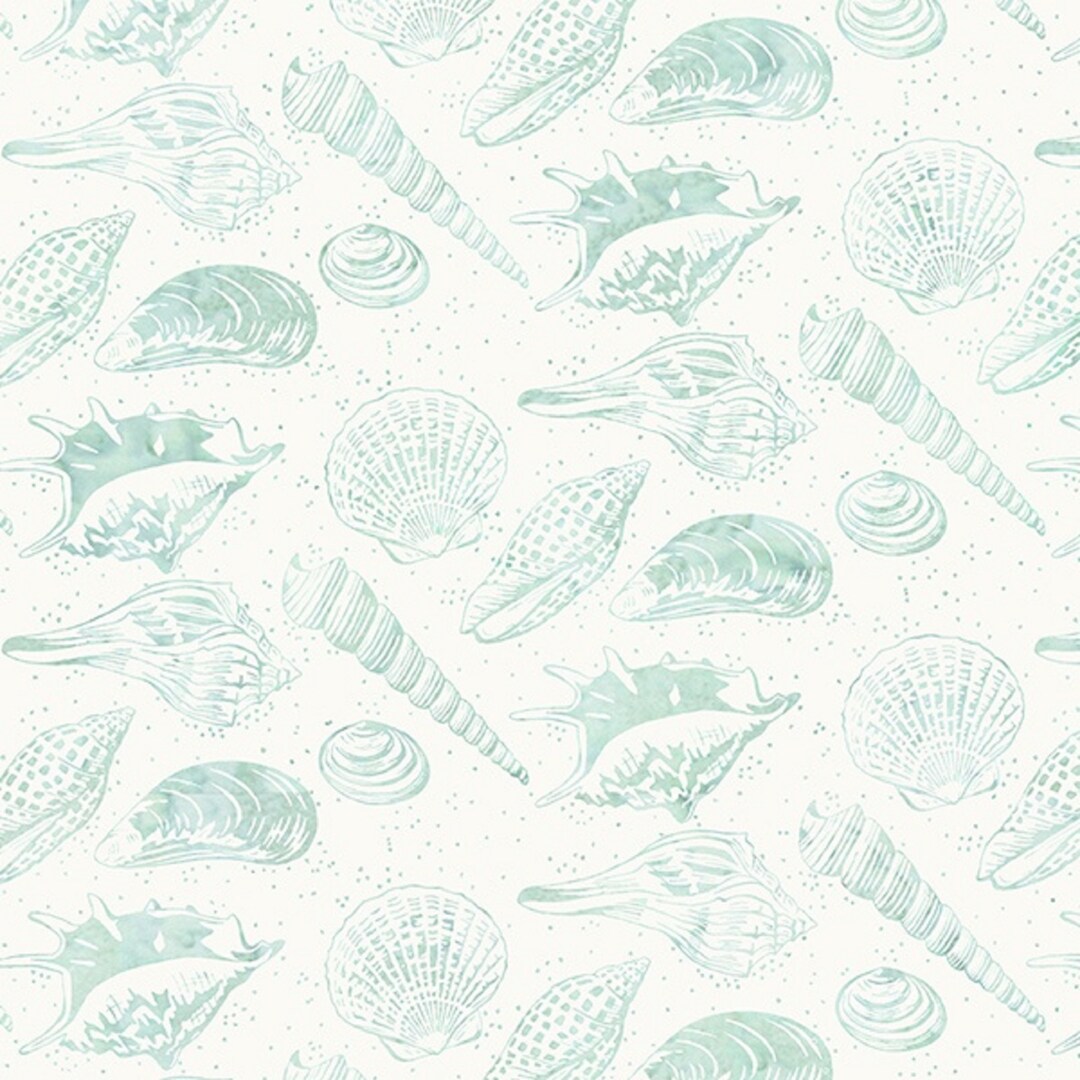 Seashells Cotton Fabric- Along the Shore Batik-seashells Bluegrass Dana ...