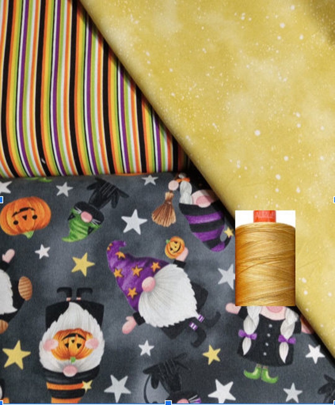 Halloween Fabric Gnomes Cotton Fabric Kit 3-yard Quilt Kit Gnomes Night ...
