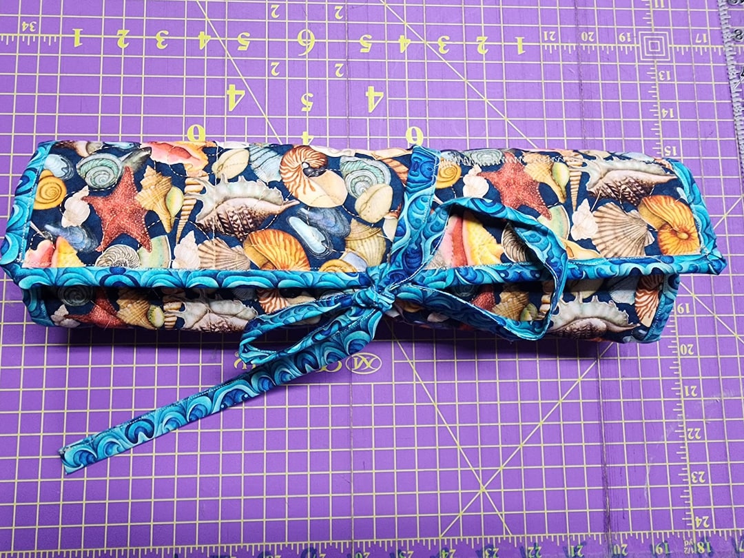 Sewing Tool Roll Fabric Kit Beach & Pinecones Theme Quilting Tools Roll ...