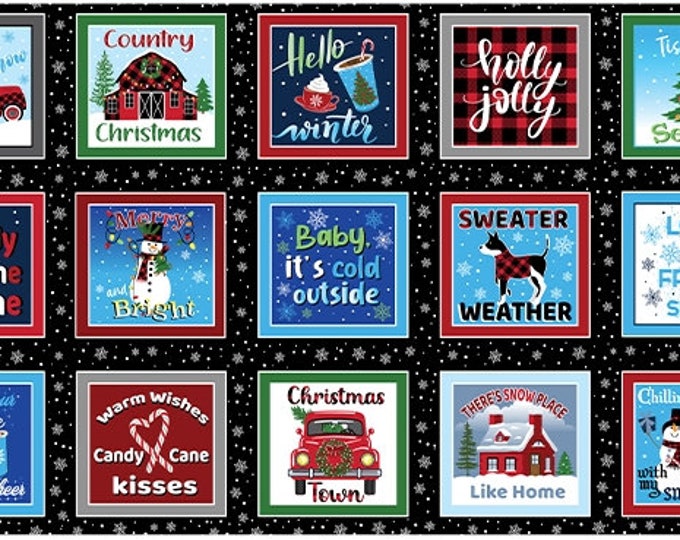 Christmas Fabric Panel -country Christmas Quilt Fabric - Small Boxes ...