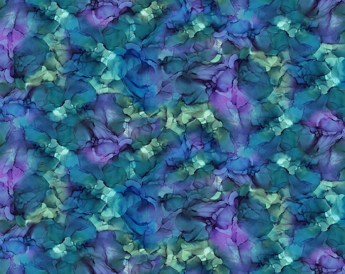 Sea Glass Fabric -whale Song Teal Sea Glass- Cotton Quilt Fabric ...