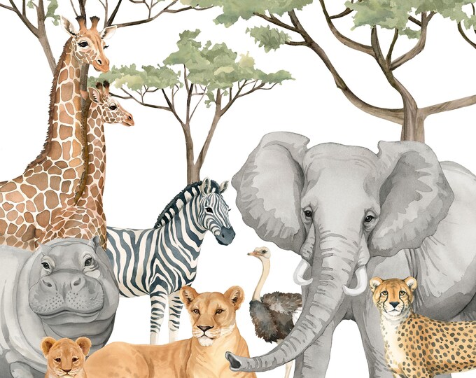 Vibrant Jungle Animals Fabric Panel From Wild Ones Collection ...