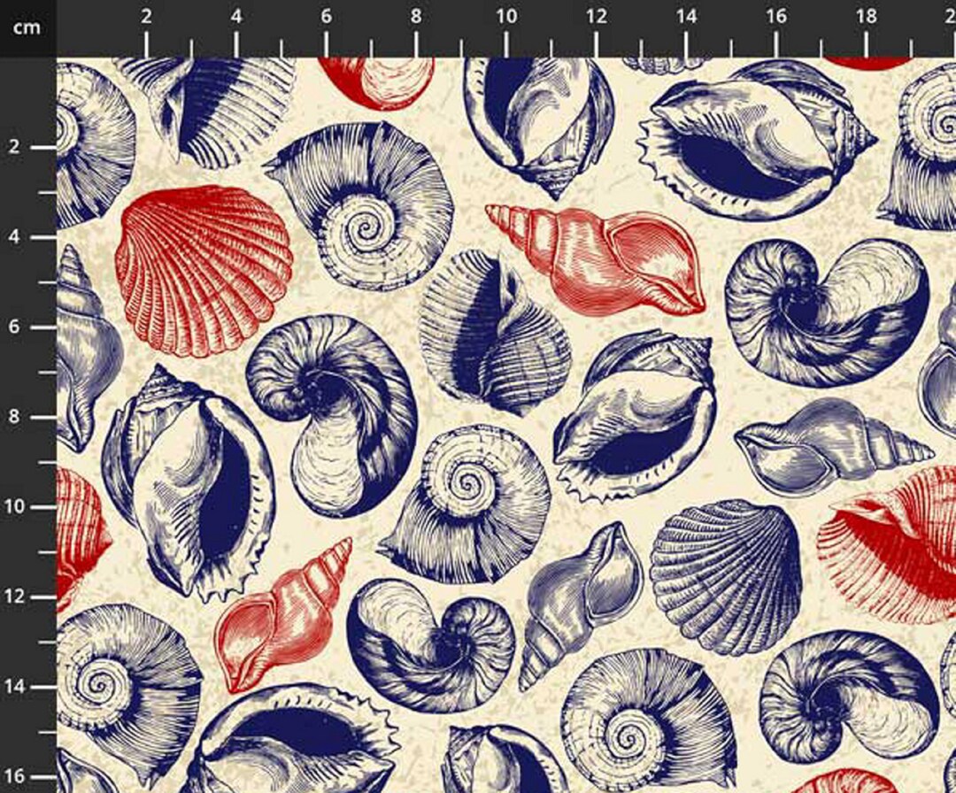 Beach Seashell Cotton Fabric Shells on Sand Quilting and Sewing Fabric ...