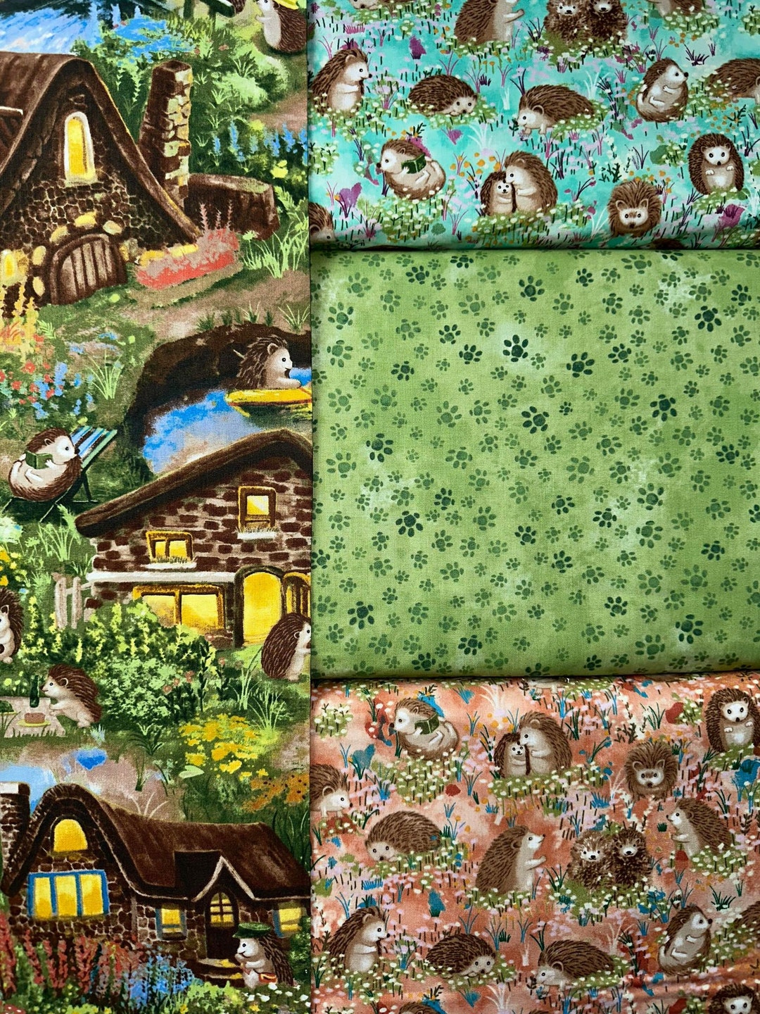 Hedgehog Fabric Hedgehog Village Cotton Fabric and Coordinates 4 Yard ...