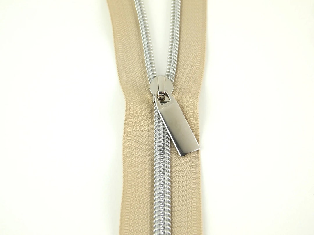 Beige Nylon Coil Zipper: #5 Size, 3 Yards, Nickel Pulls - Etsy