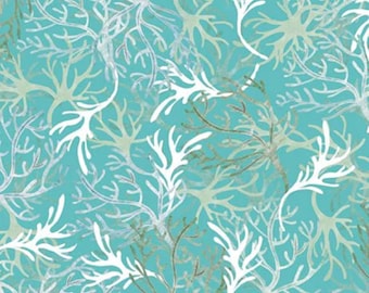 Seaweed Fabric Tidal Fling 2 by Lynnbishopdesign Seaweed Coral Nautical ...
