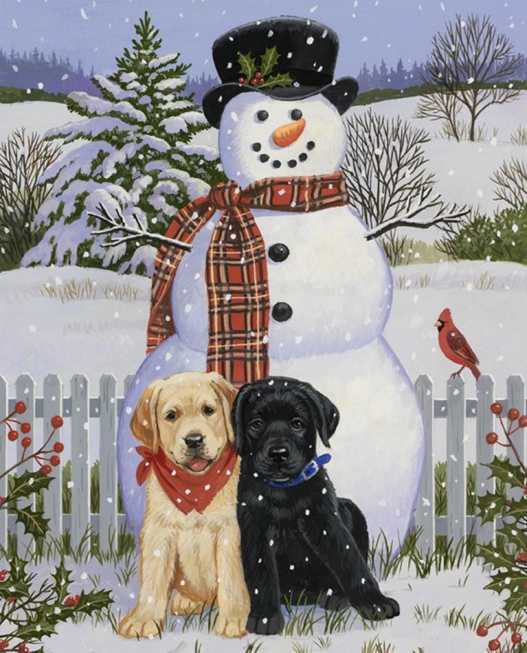 Snowman & Puppy Friends Panel Foust Exclusives AL-3547 9C-1 - Etsy