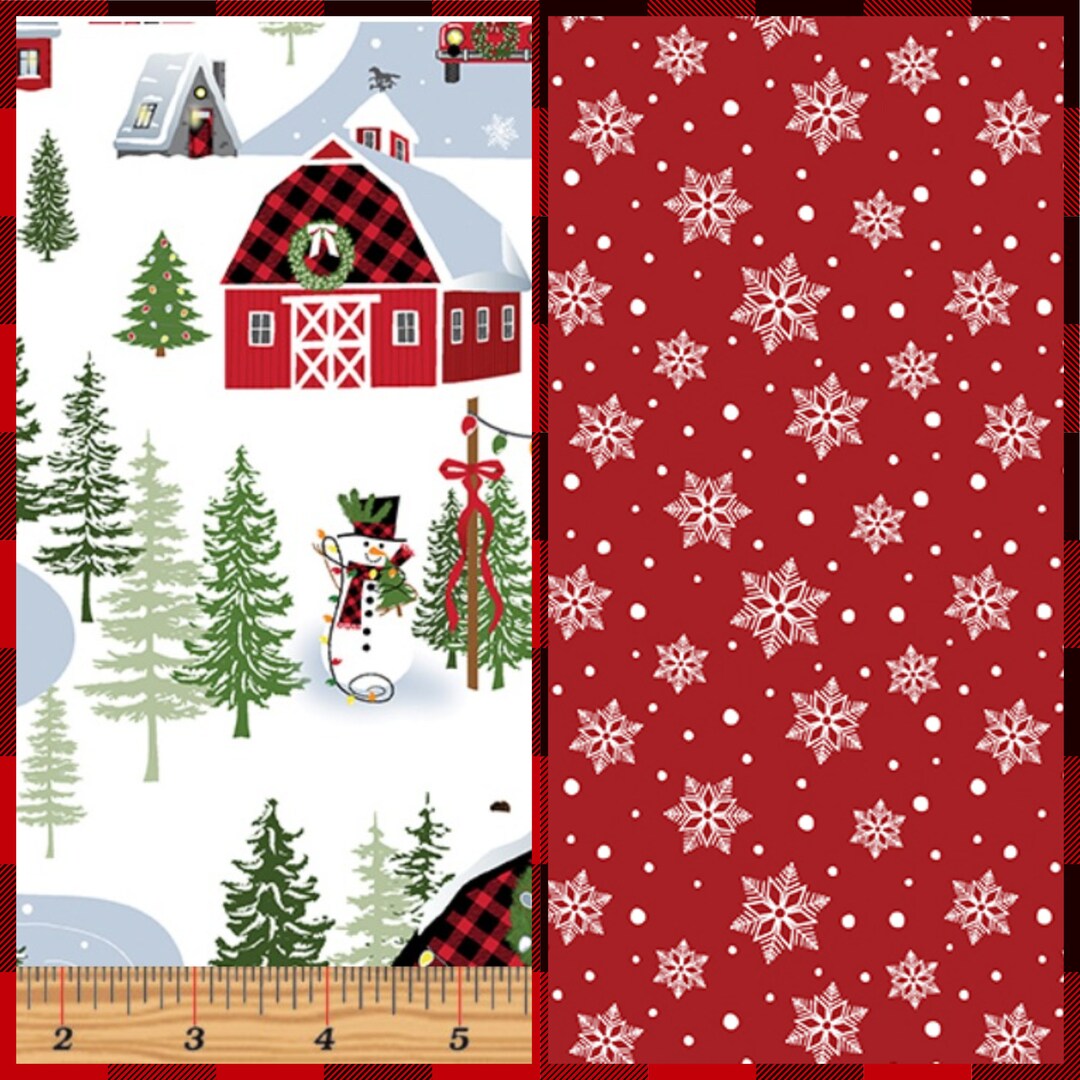Christmas Fabric Bundle 2 Pack Country Barn Fabric Cotton Quilting ...