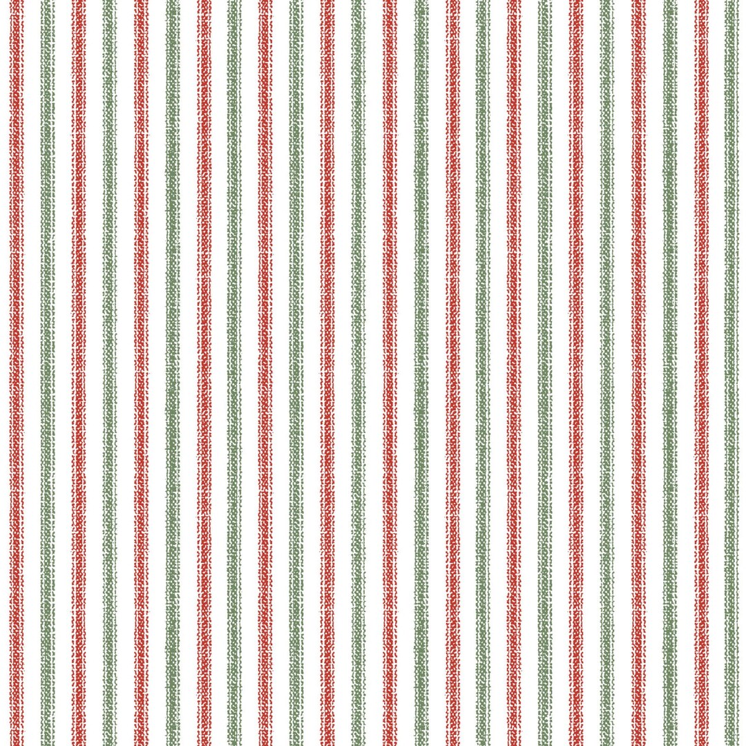 Christmas Stripe Maywood One Snowy Day Red Green Stripe Cotton Quilt ...