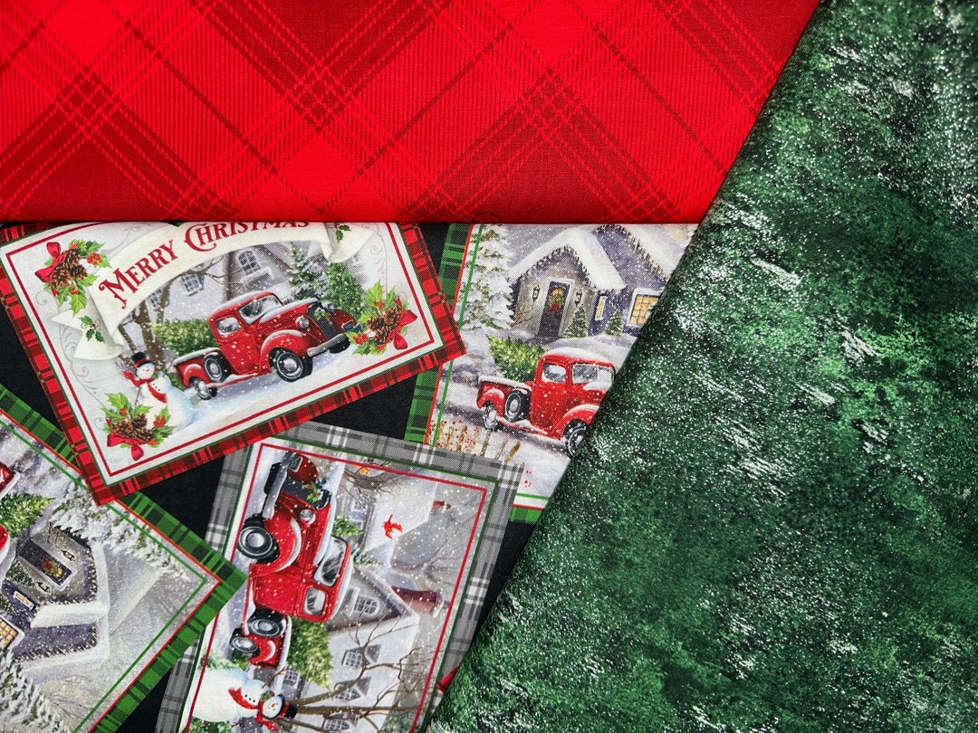 Christmas 3 Fabric Quilt Kit Christmas Postcards & Coordinates Cotton ...