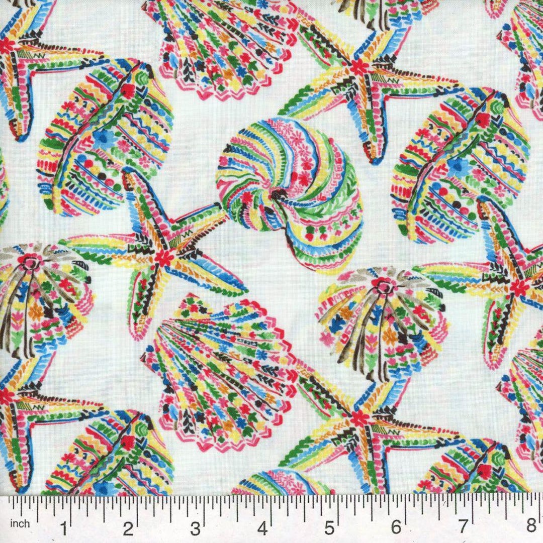 Seashell Fabric in White for Quilting & Sewing - Choose Your Cut, 100% ...