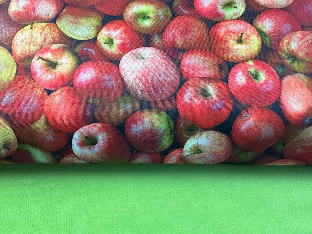 Apple Fabric Crisp Red Apple Fabric Bundle 2 Pack Fruit Fabric 2 Yard ...