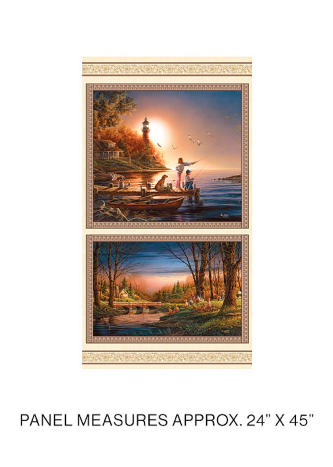 Terry Redlin Fabric Quilt Panel: Spring Summer Benartex Cotton (24" X ...