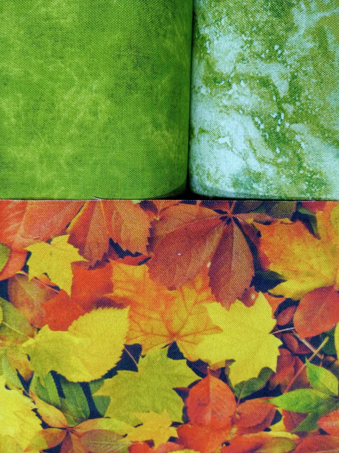 Fall Leaf Fabric 3 Fabric Quilt Kit fall Leaves Fabric & Coordinate ...