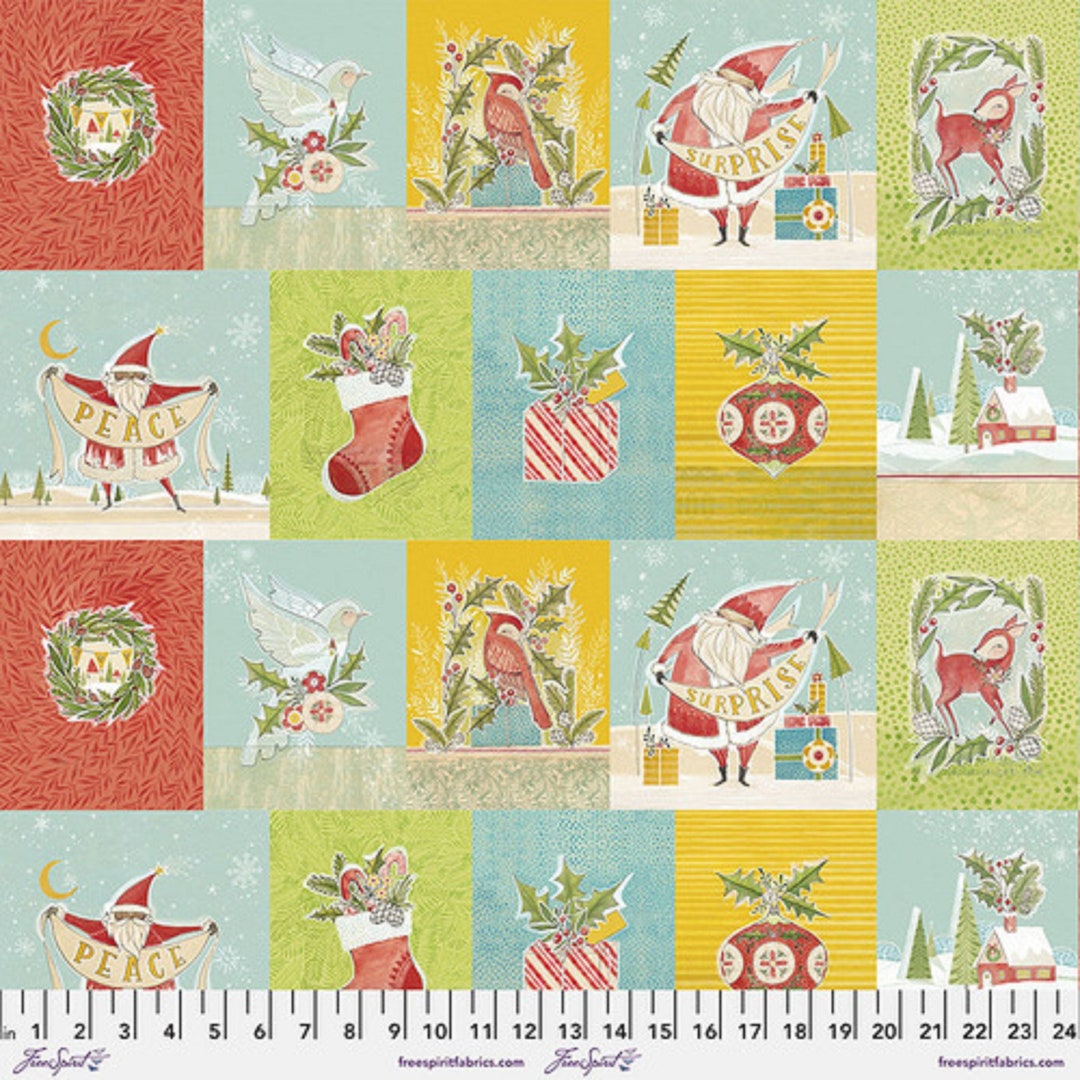 Christmas Santa Fabric Panel: Festive Holiday Sewing & Quilting Cotton ...