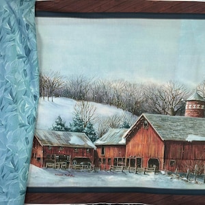 Winter Fabric Panel Old Barn Quilt Panel Kit old Barn Winter Quilt ...