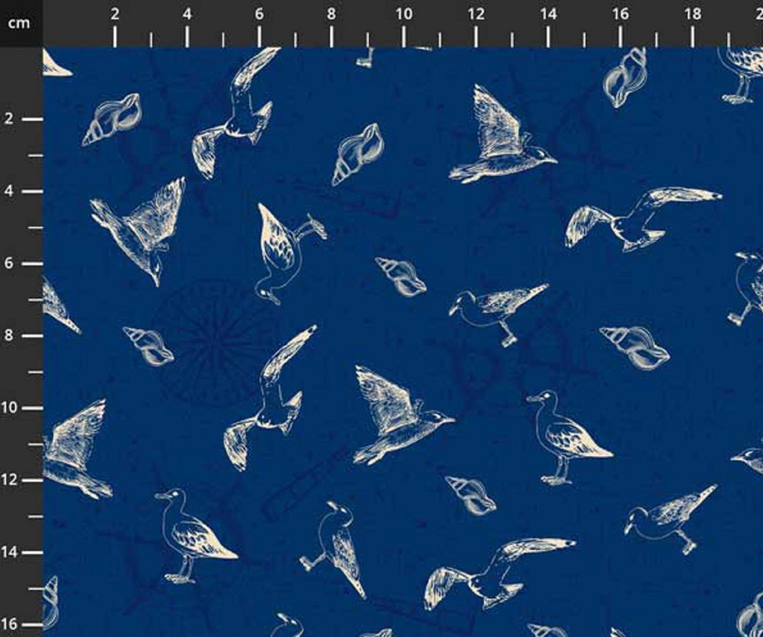 Beach Fabric for Quilting and Sewing. Ocean Beach Birds Cotton Fabric ...