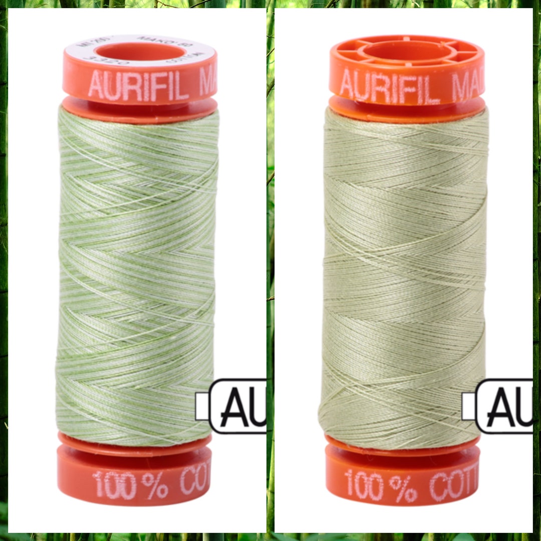 Thread 2 Pack 50 Wt. Cotton Aurifil Spring Green Variegated & Light ...