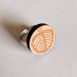 Fagus Ring, Tasmanian Myrtle Wood Fagus Leaf Adjustable Ring - Etsy