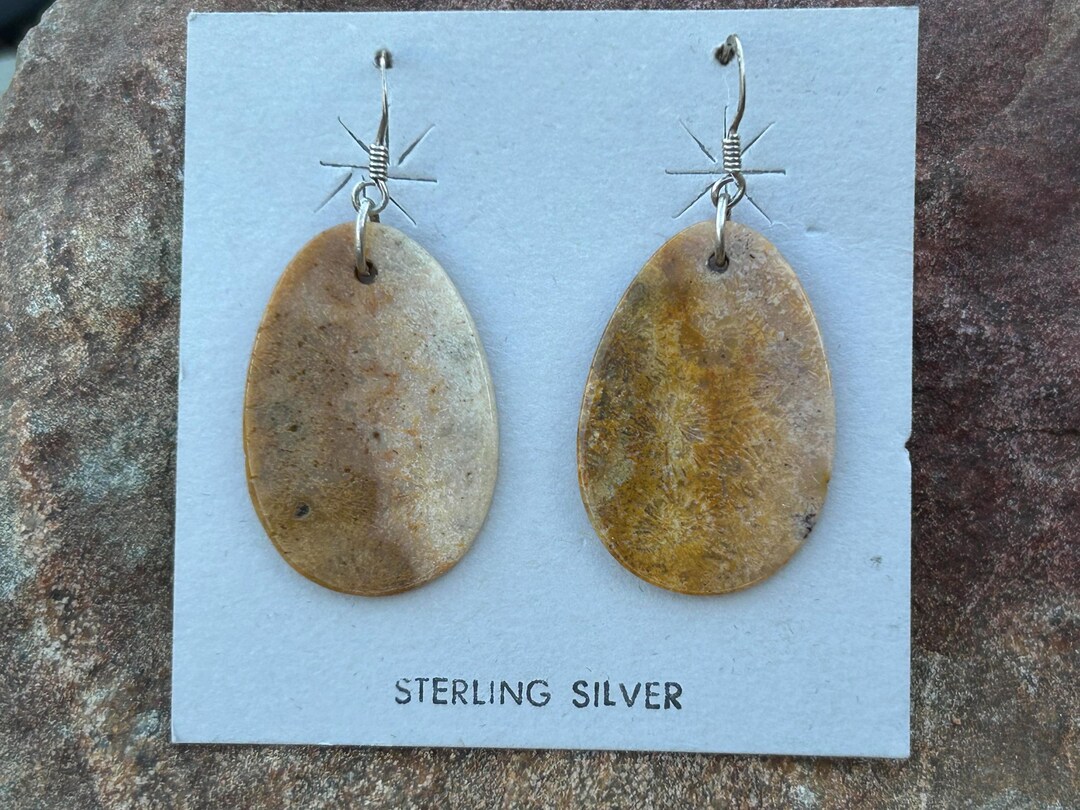 Vintage Native American Slab Earrings Coral Jade Slabs - Etsy