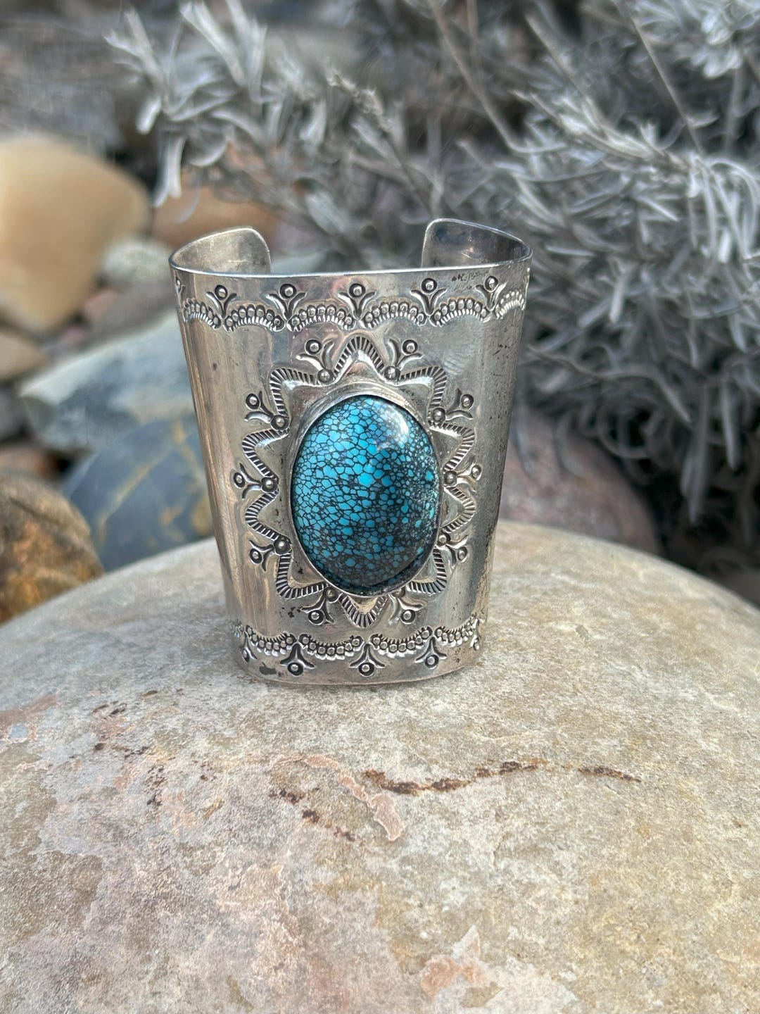 Braid/ponytail Holder Navajo Sterling Silver Spiderweb Turquoise ...