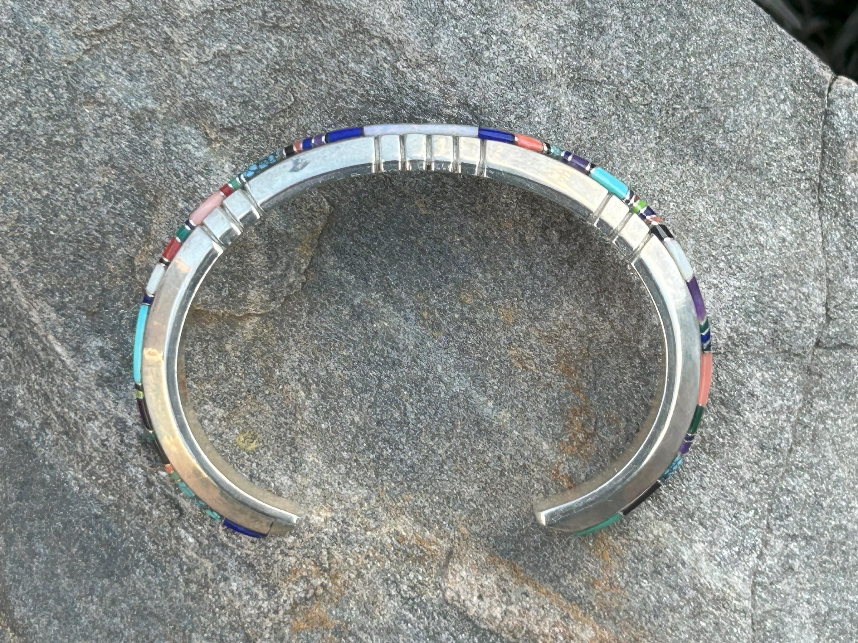 Navajo Multi-stone Inlay Bracelet Turquoise Spiny Oyster Lapis Lazuli ...