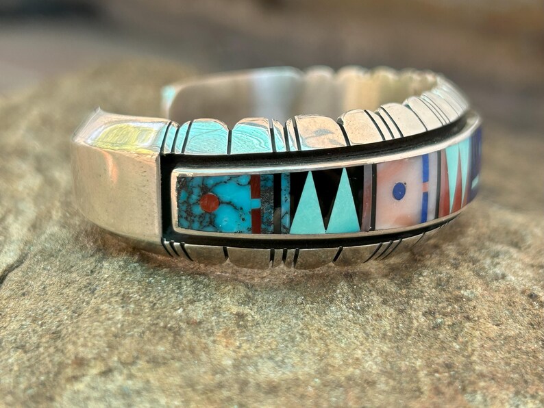 Chester Benally Navajo Inlay Multi-stone and Sterling Silver Vintage ...