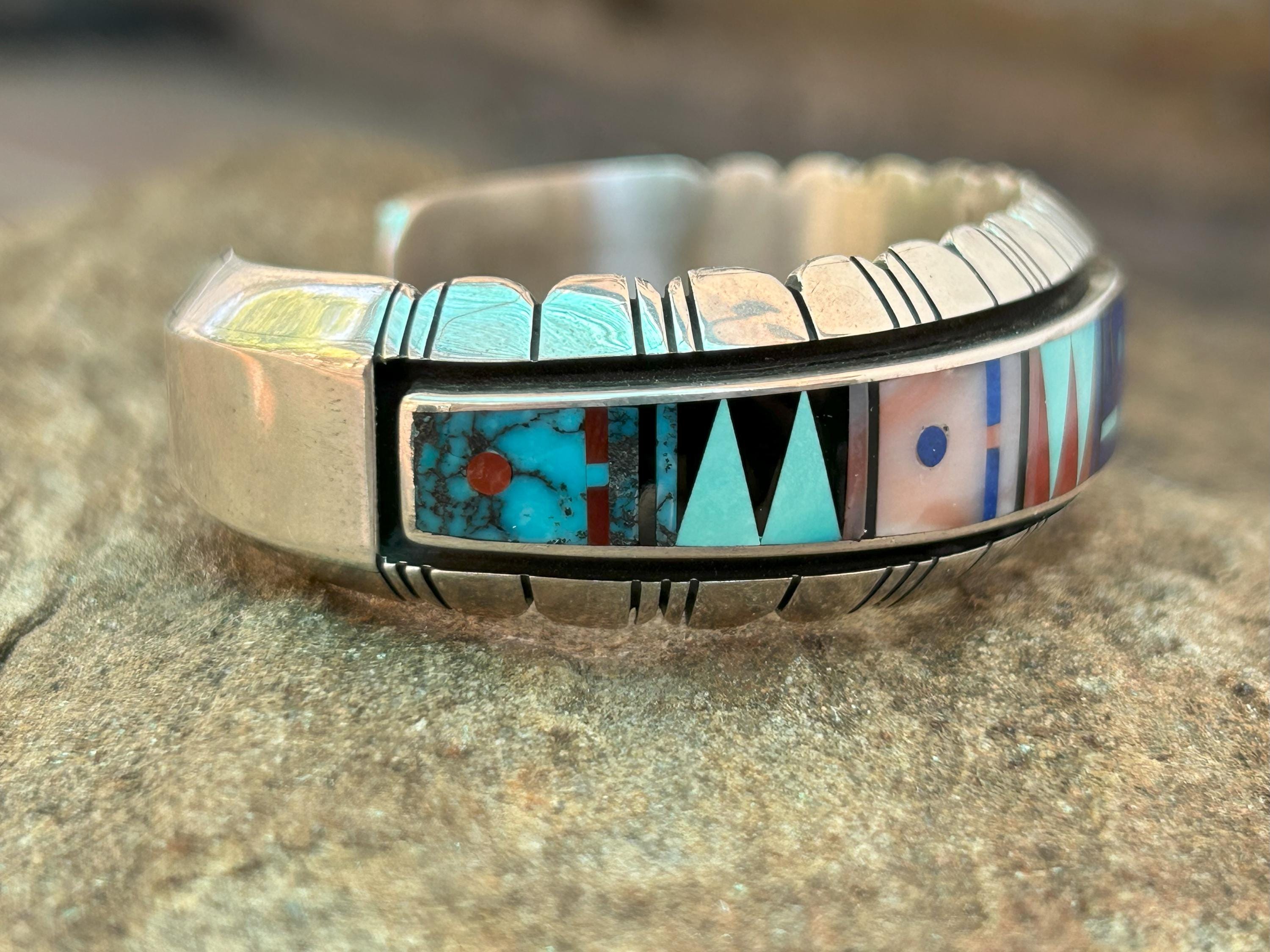 Chester Benally Navajo Inlay Multi-stone and Sterling Silver Vintage ...