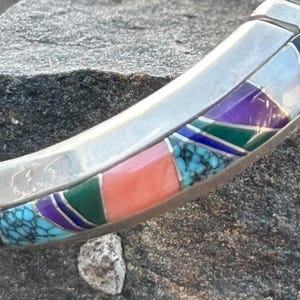 Navajo Multi-stone Inlay Bracelet Turquoise Spiny Oyster Lapis Lazuli ...