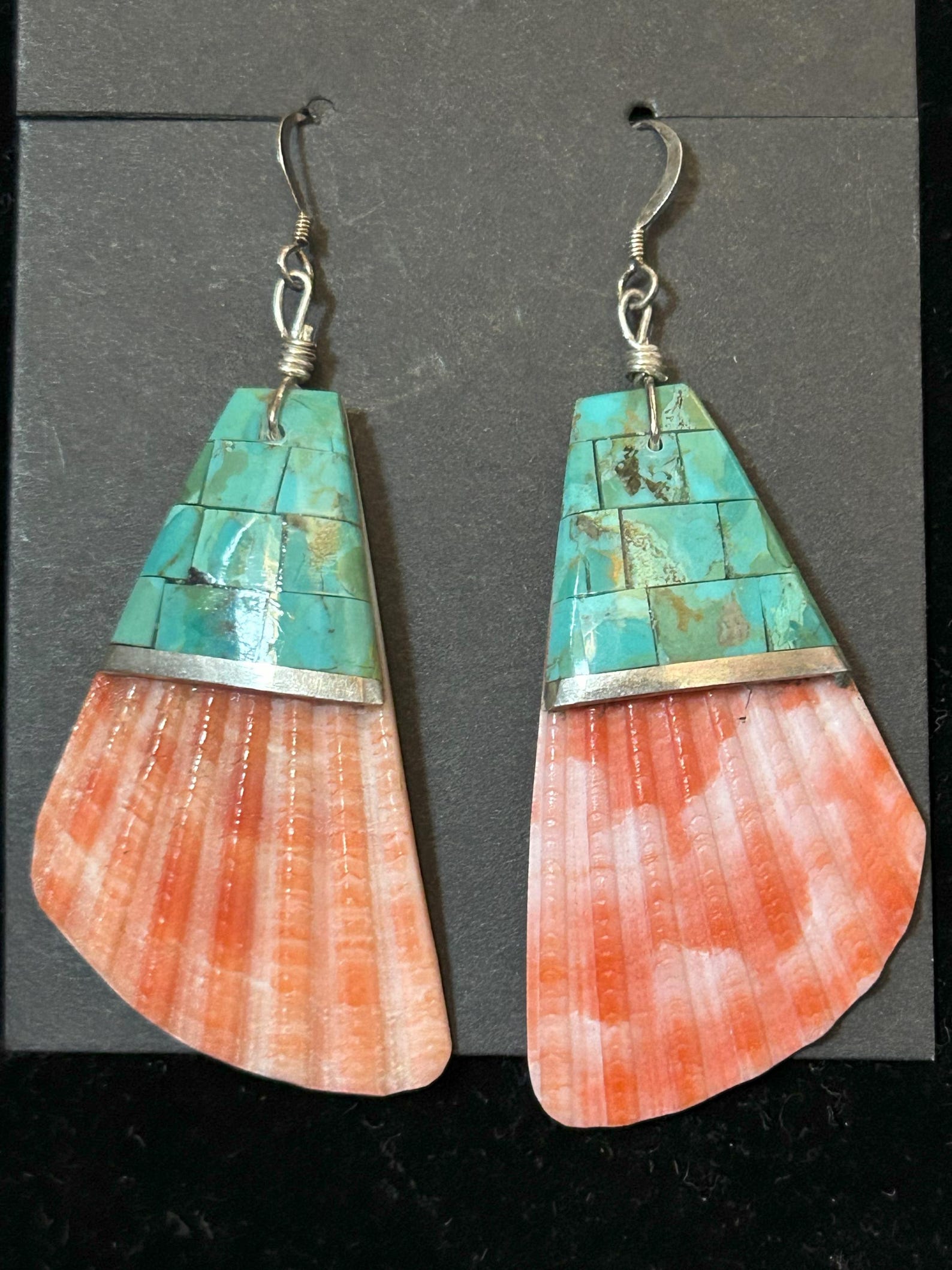 Native American Santo Domingo Scallop Shell and Turquoise Earrings - Etsy