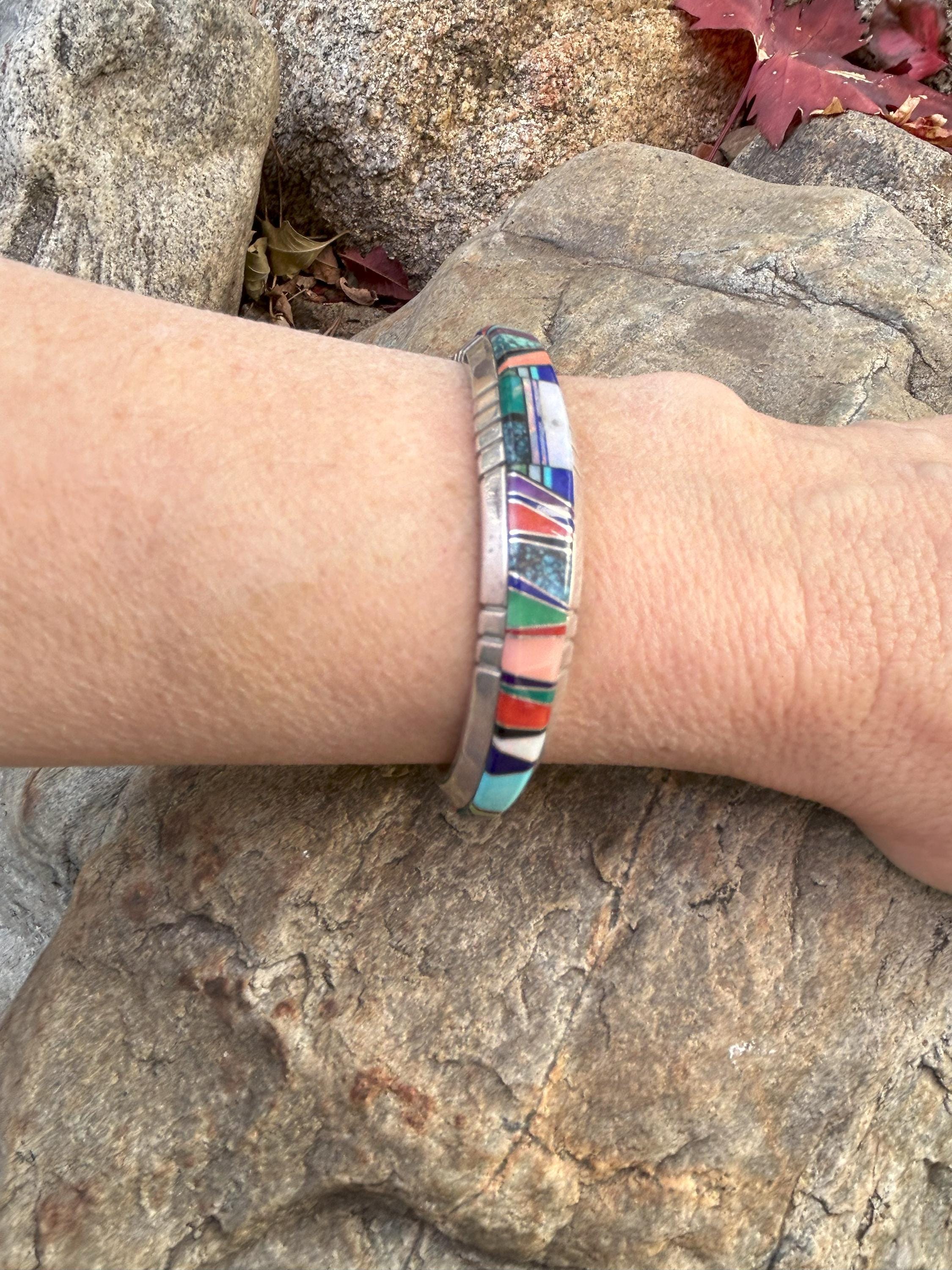 Navajo Multi-stone Inlay Bracelet Turquoise Spiny Oyster Lapis Lazuli ...