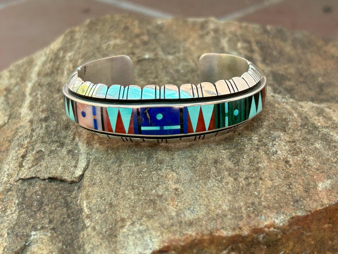 Chester Benally Navajo Inlay Multi-stone and Sterling Silver Vintage ...