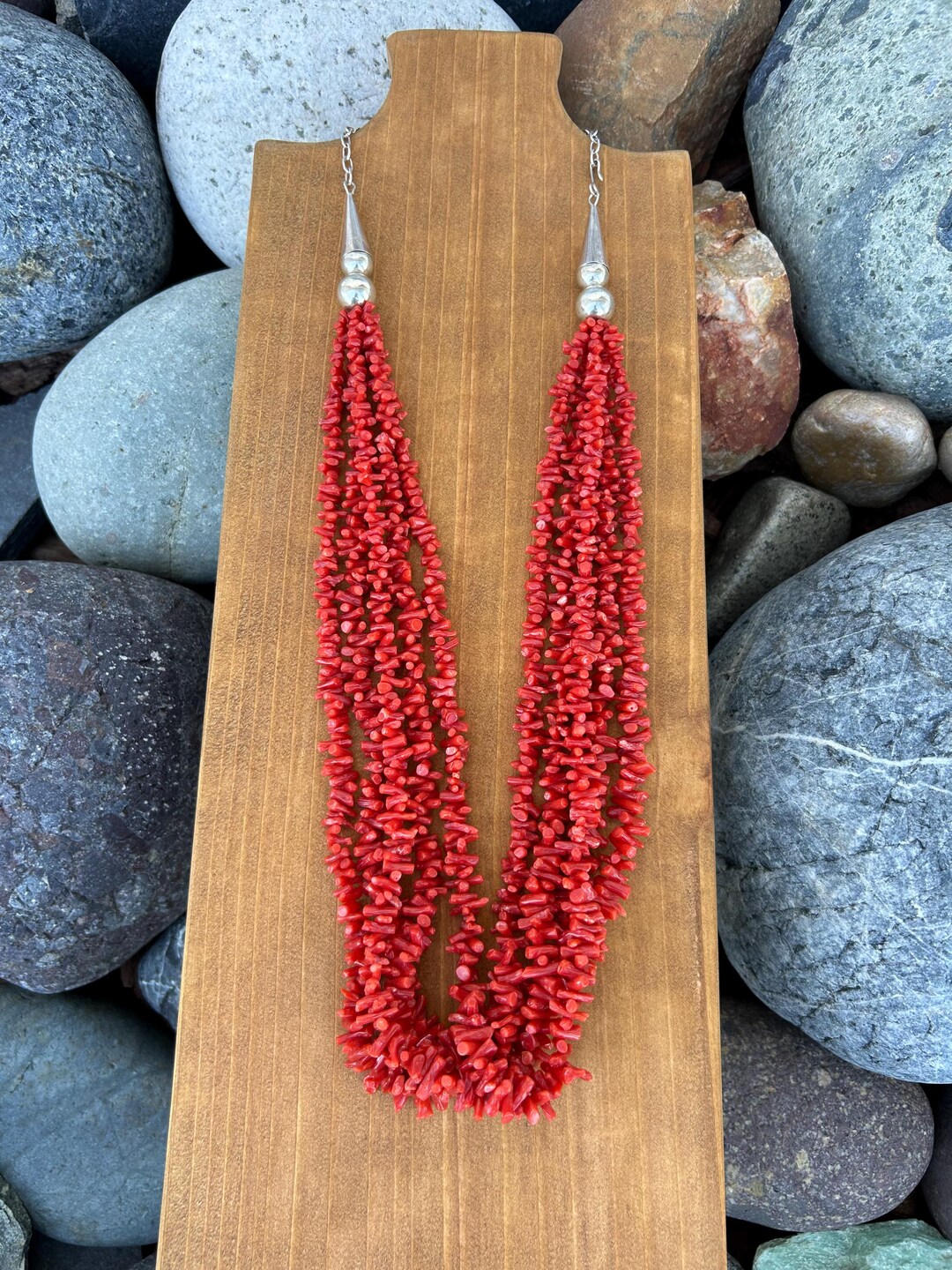 Vintage Coral Necklace, Native American - 5 Strand - Etsy