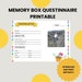 Printable Memory Box Questionnaire, Kids Interview & Keepsake Box ...