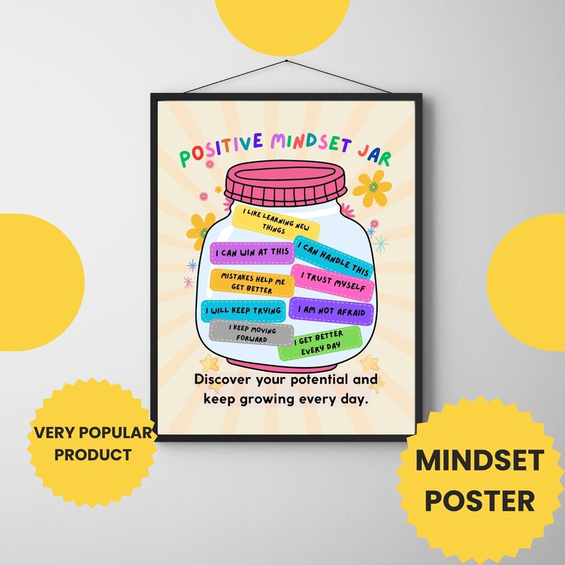 Positive Mindset Jar Printables, Daily Affirmations for Kids, Growth ...