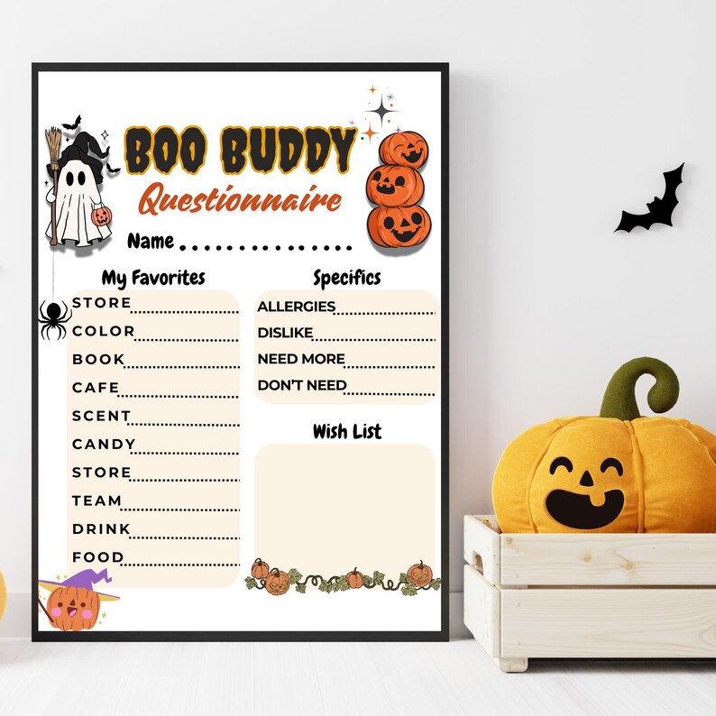 Boo Buddy Questionnaire for Halloween Coworker Questions Staff ...