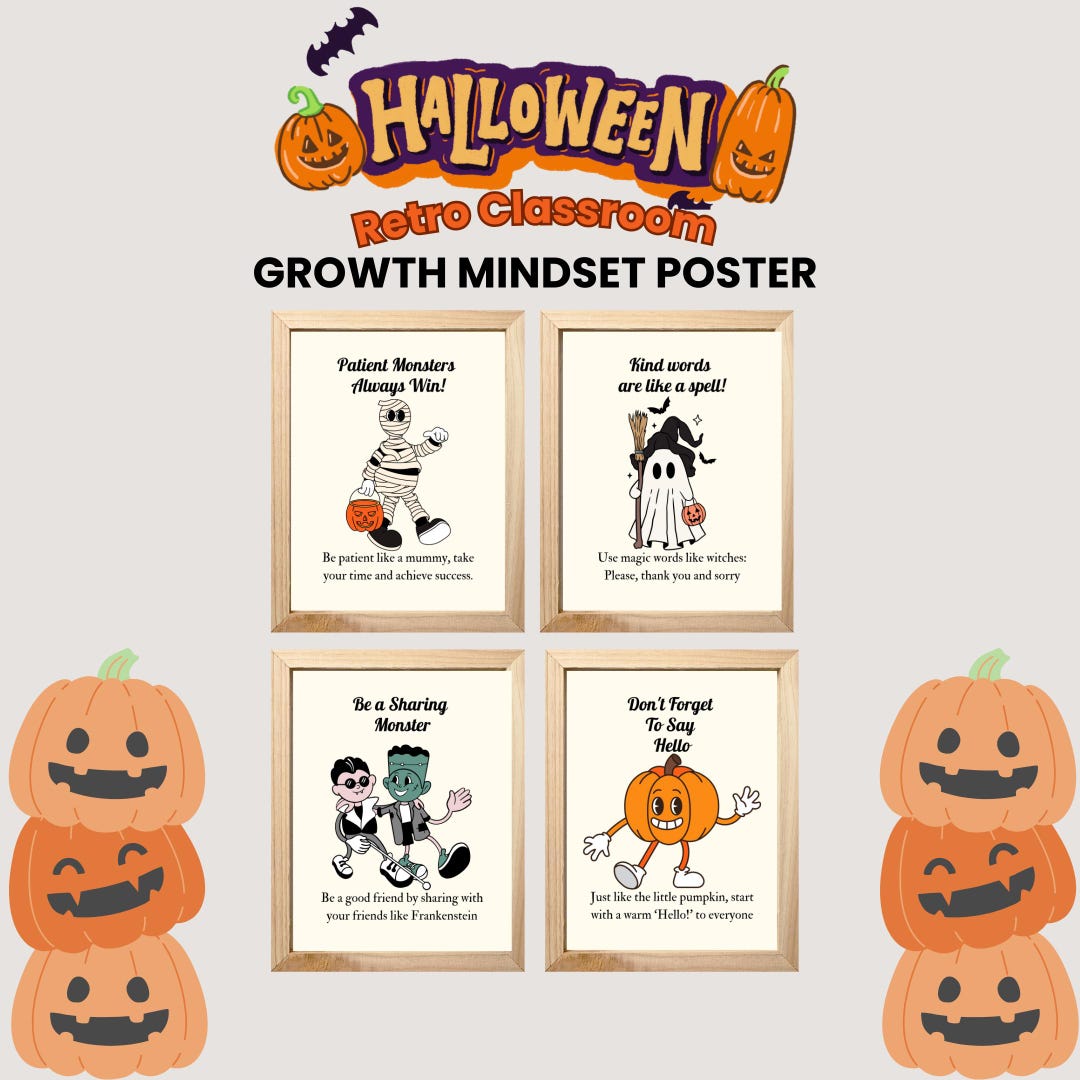 Halloween Themed Growth Mindset Poster, Sweet and Spooky Classroom ...