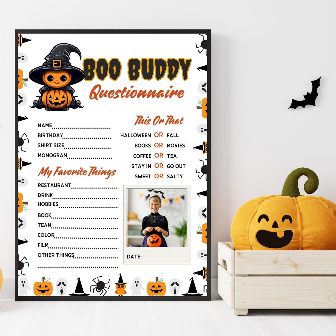 Boo Buddy Questionnaire V2 for Halloween Coworker Questions Staff ...