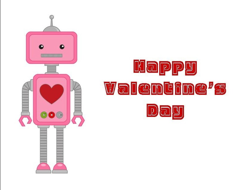 Robot Valentine's Day Cards set of 10 Folded Notes - Etsy