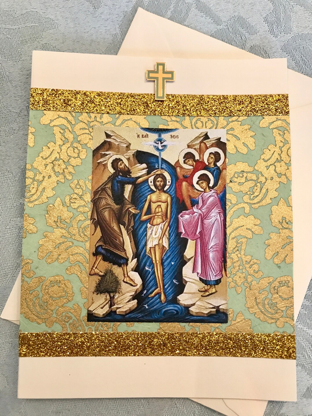 Elegant Orthodox Baptism Card - Etsy