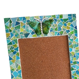 Butterfly Mosaic Cork Board With Pegs, Blue Green Glittery Glimmery ...