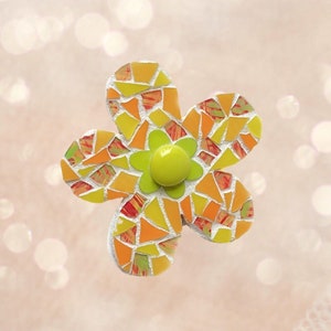 Large Mosaic Flower Magnet, Flower Mosaic Magnet, Orange Yellow Green ...