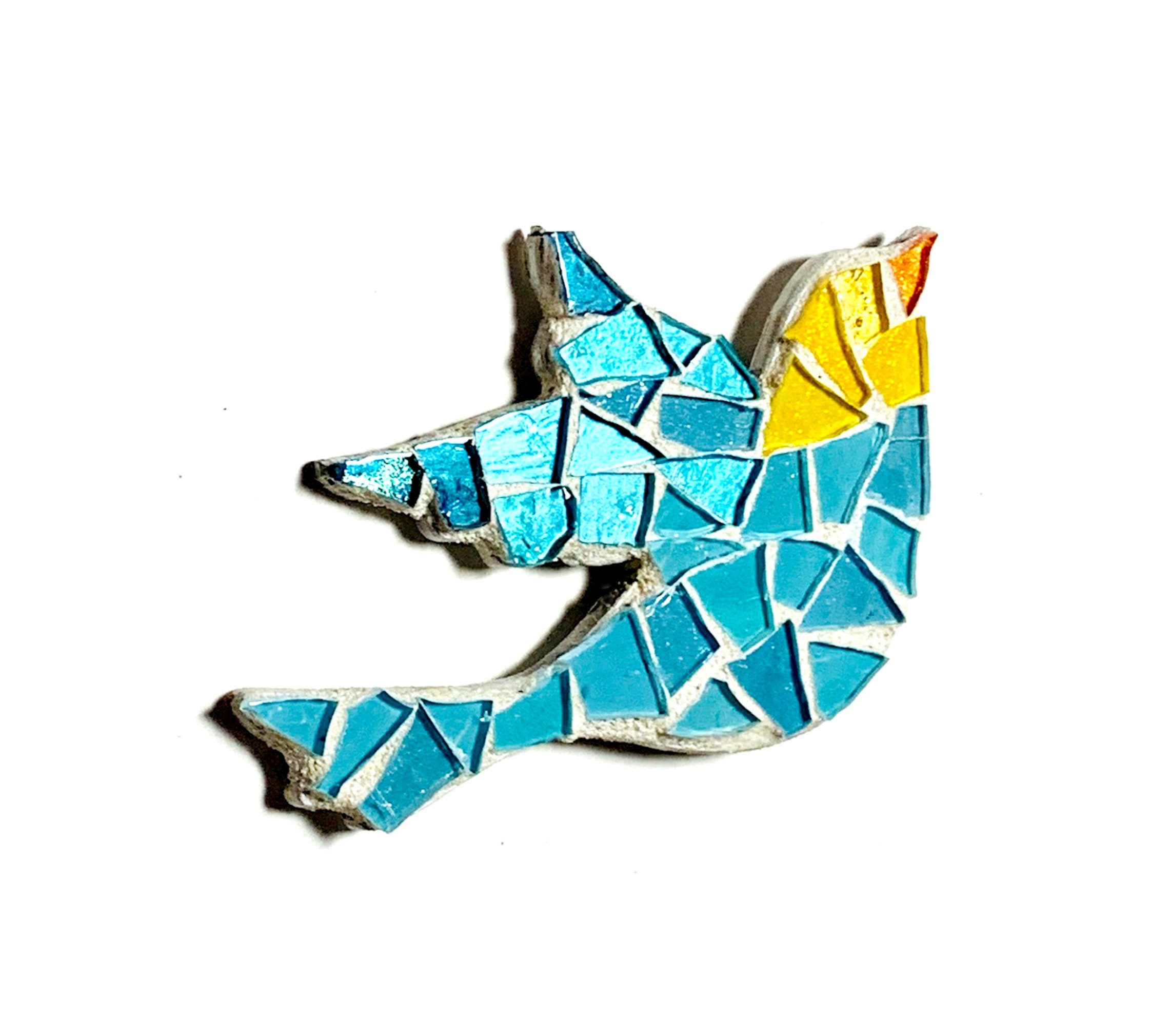 Mosaic Bird Magnet, Mosaic Glitter Bird Magnet, Blue Yellow Bird Magnet ...