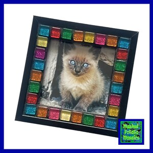 Glitter Tile Mosaic Frame, Small Square Mosaic Frame, Black and Bright ...