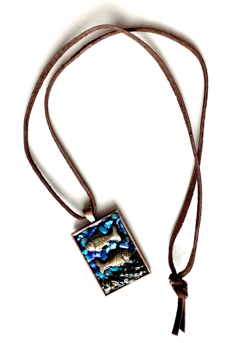Fish Pendant Pisces Mosaic Pendant Blue Copper Fish Mosaic - Etsy